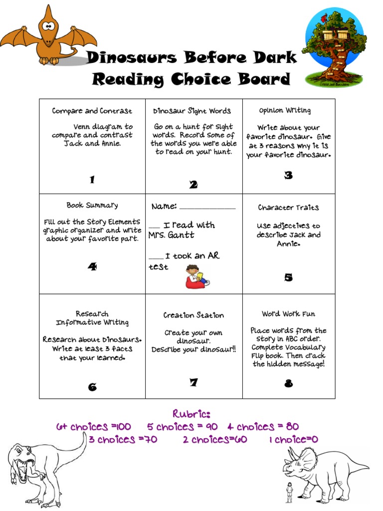 Dinosaurs Before Dark Activity Board | PDF
