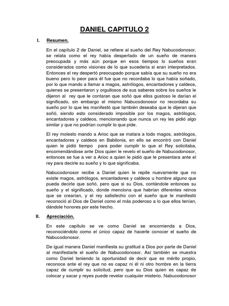 Daniel Capitulo 2 | Daniel (figura bíblica) | Nabucodonosor Ii