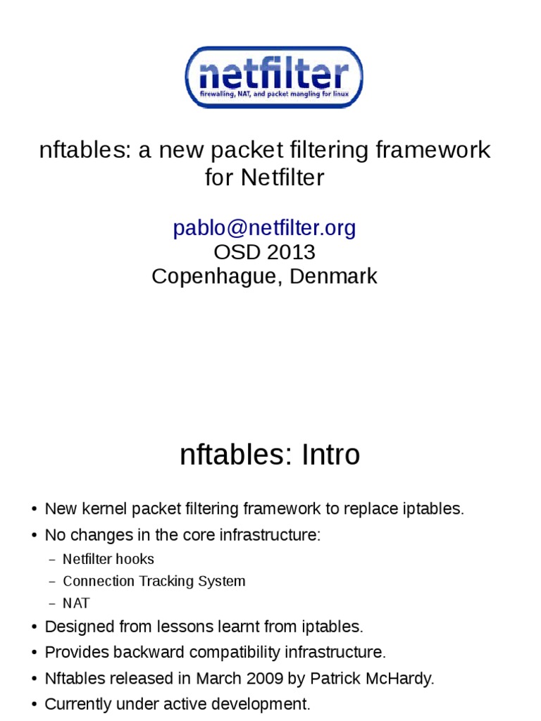 Pablo Nftables Osd Userday 2013 | PDF | Unix Variants | Internet Protocols
