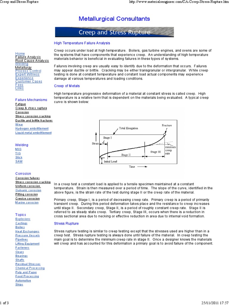 Creep and Stress Rupture PDF | PDF | Fracture | Creep (Deformation)