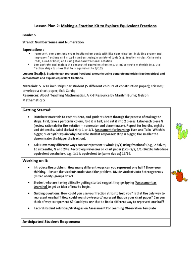Grade 5 Fractions - Equiv Lesson | PDF | Fraction (Mathematics ...