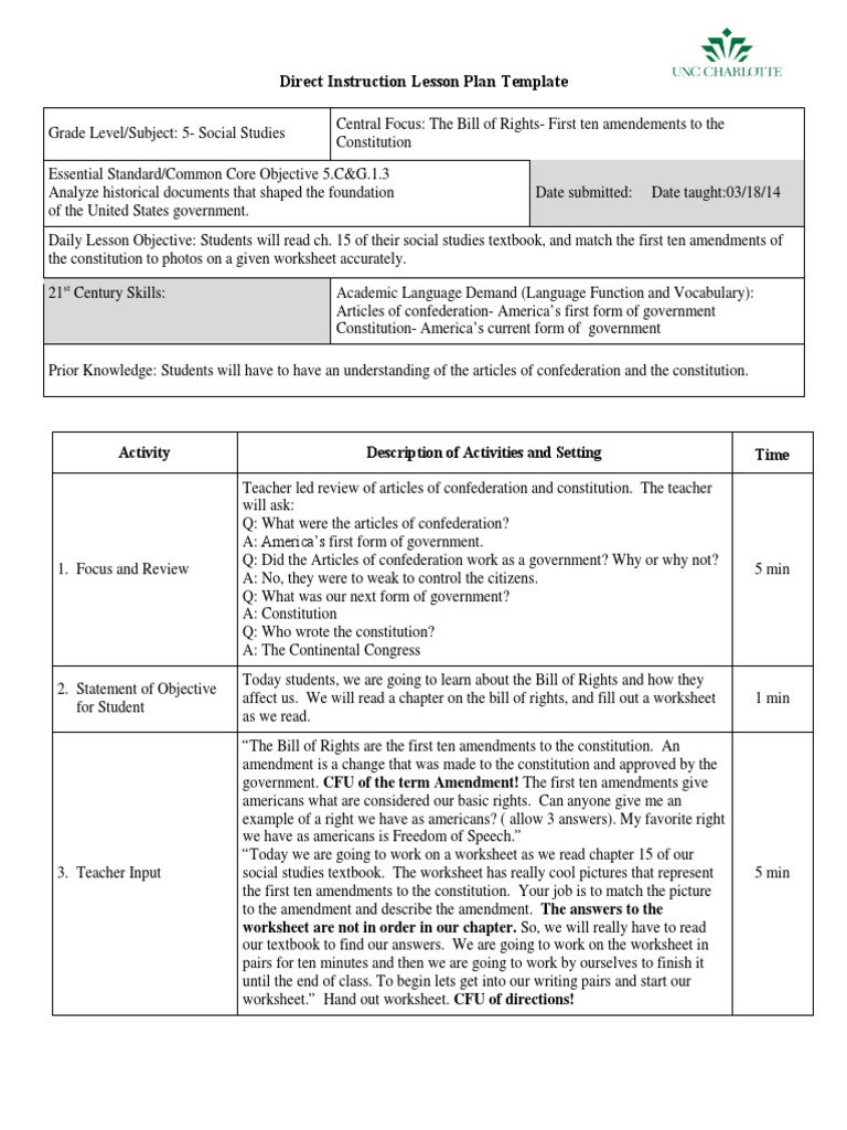 Imb Direct Instruction Lesson Plan Template Rev sp14-3 | PDF | Lesson ...