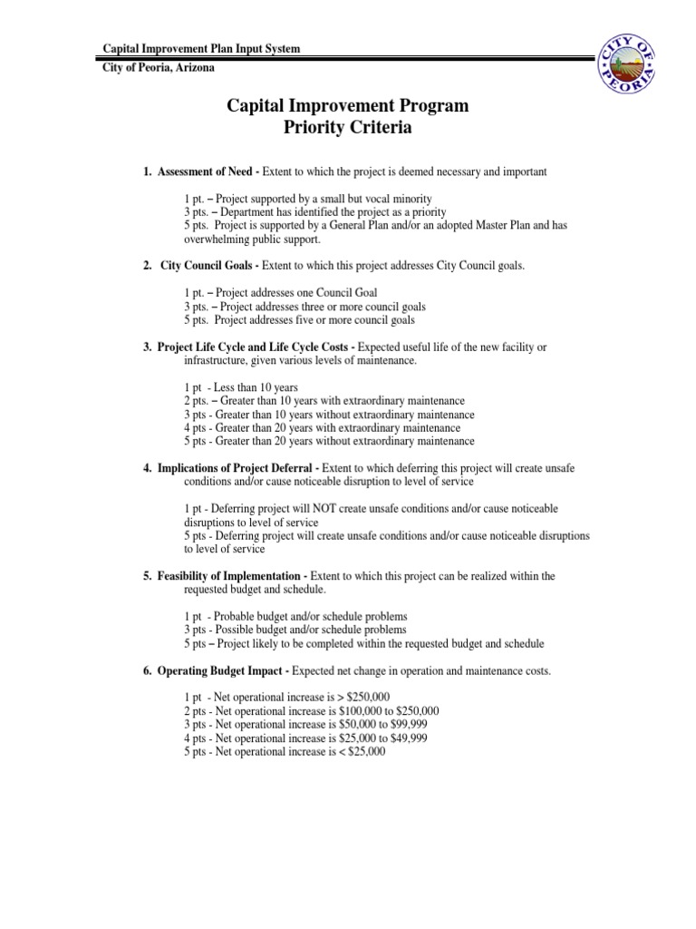 CIP Priority Criteria | PDF