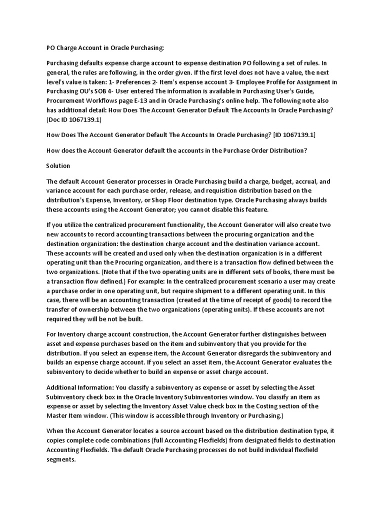 Oracle PO Charge Account | PDF | Inventory | Expense