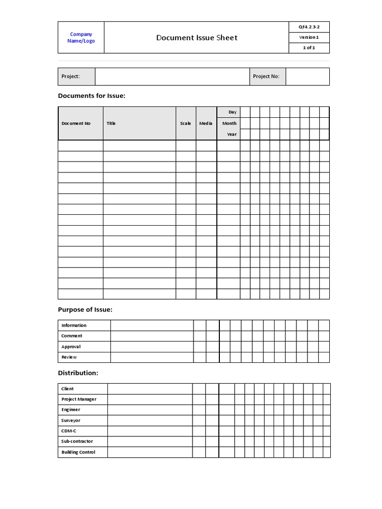 Document Issue Sheet Example | PDF | Document | Engineering