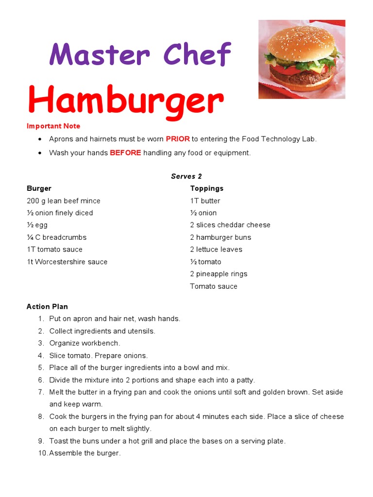Hamburger Recipe and Preparation Guide | PDF