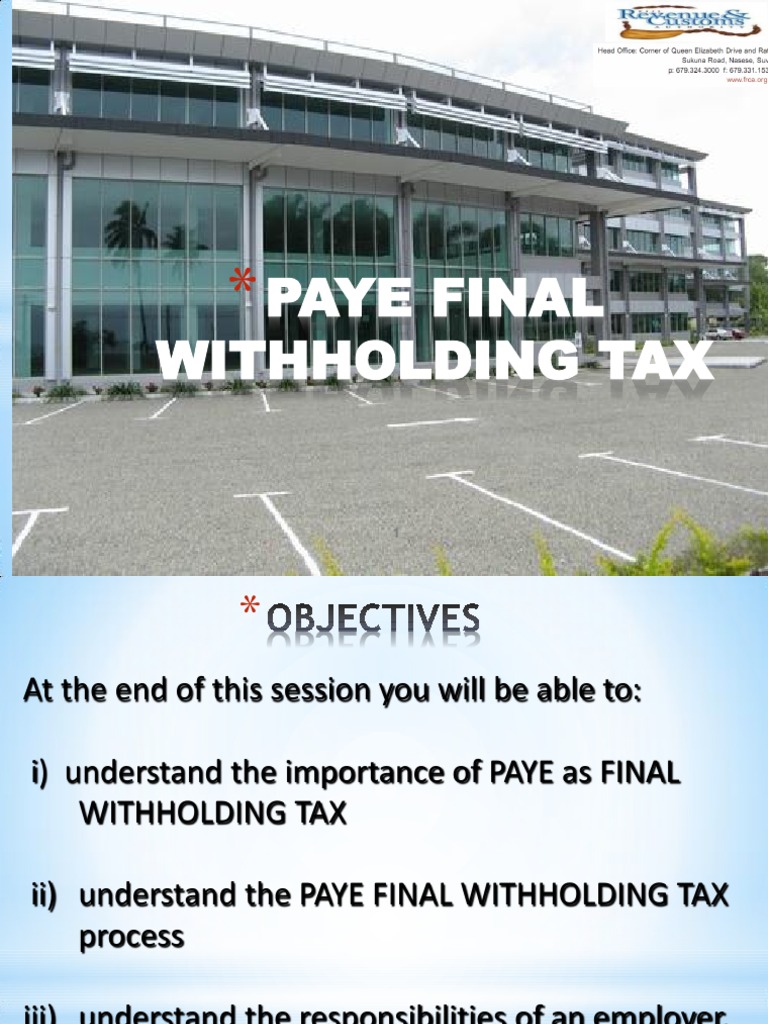 PAYE - Final Tax | PDF | Withholding Tax | Employment