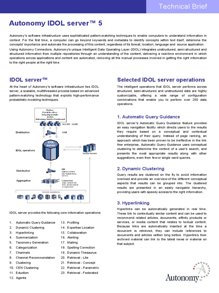 Autonomy IDOL Server Technical Brief 1204 Rev1 | PDF | Search Engine ...