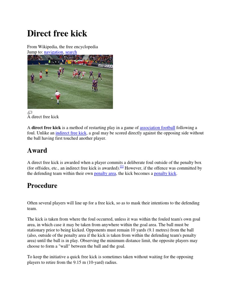 Direct Free Kick Details | Download Free PDF | Gaming | Team Sports