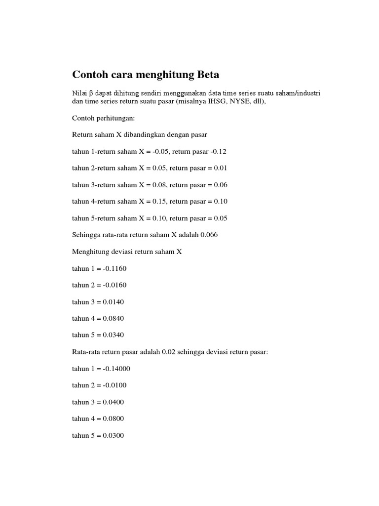 Contoh Cara Menghitung Beta | PDF