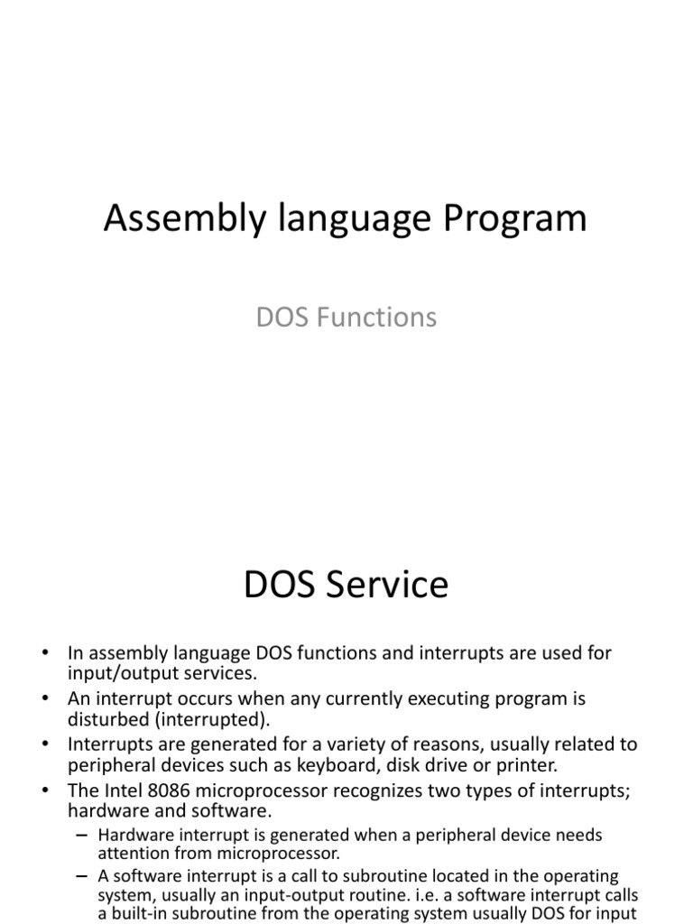 DOS Function | PDF | Subroutine | Bios
