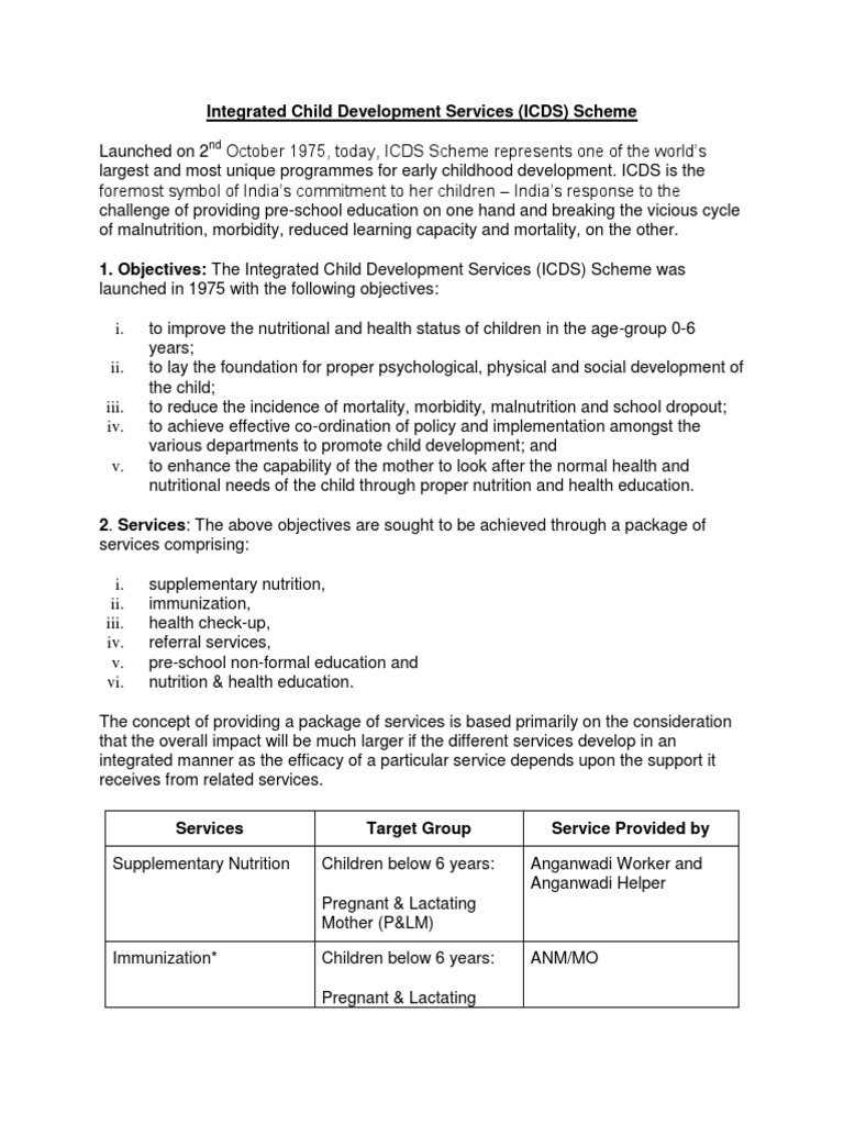 Integrated Child Development Services | PDF | Health Sciences | Wellness