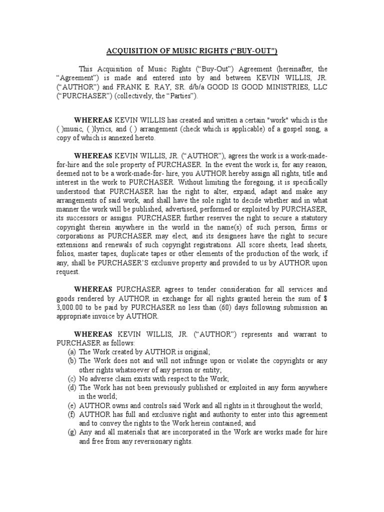 Acquisition of Music Rights: The Buy Out | PDF | Arbitral Tribunal ...
