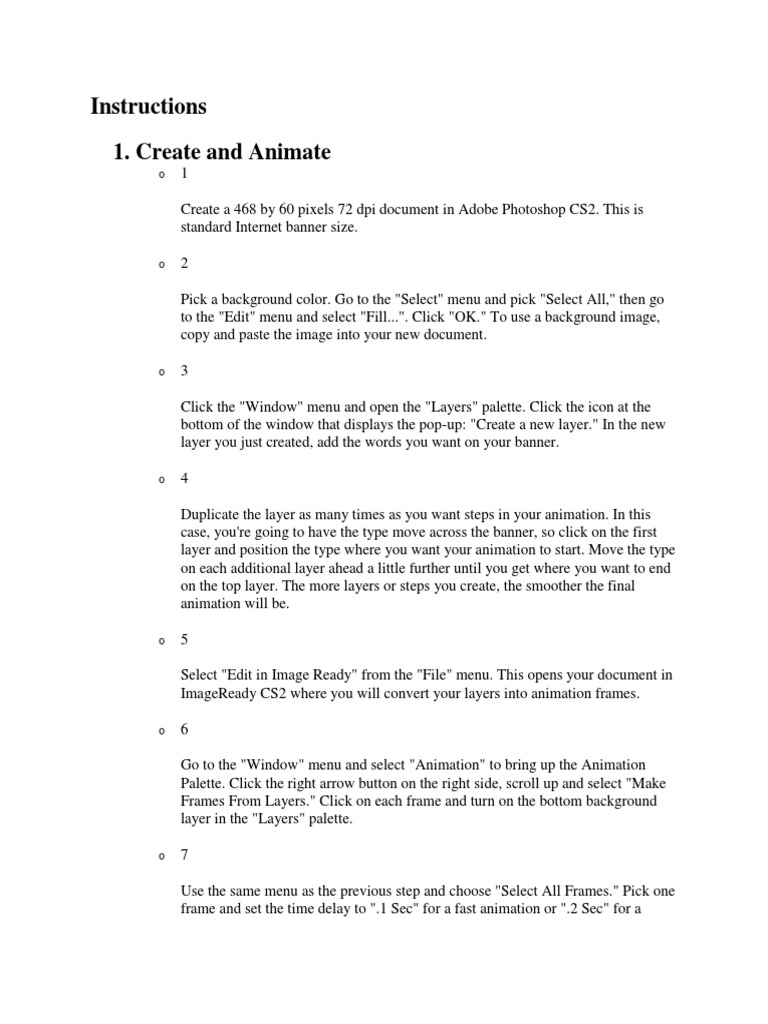 Instructions 1. Create and Animate | PDF | Technology & Engineering