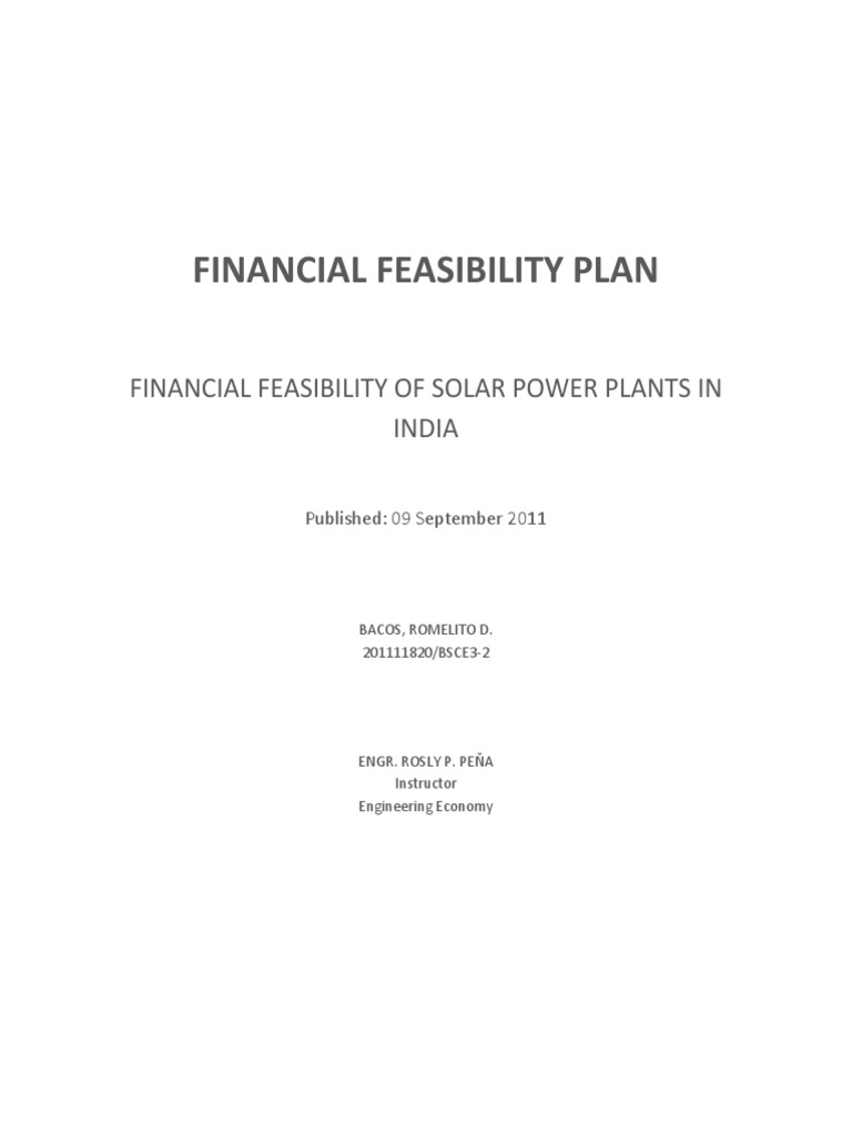 Sample Feasibility Plan | PDF | Net Present Value | Photovoltaics
