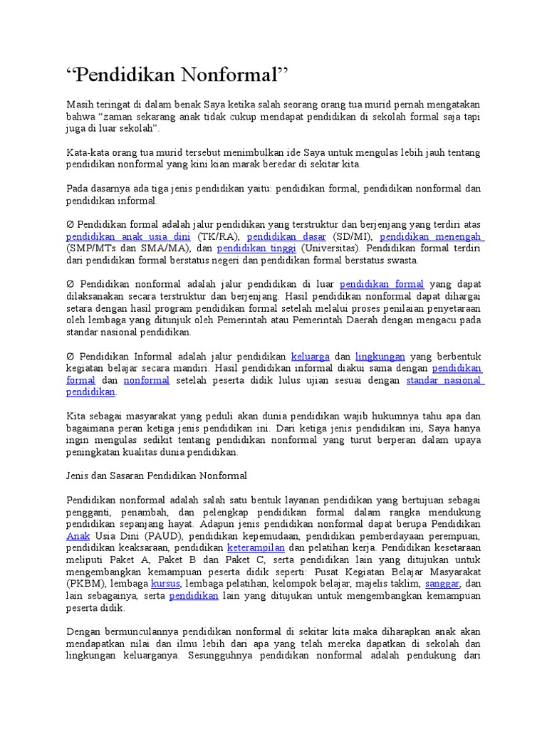 Pendidikan Nonformal | PDF