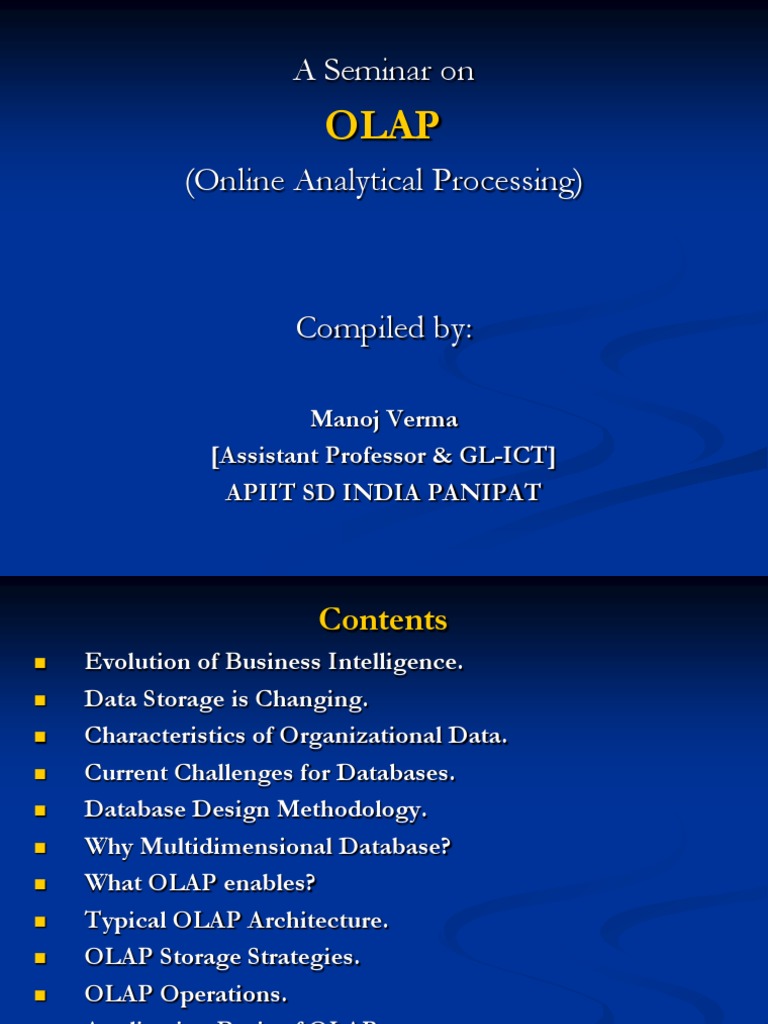 Presentation - OLAP | PDF | Data Warehouse | Information Technology Management