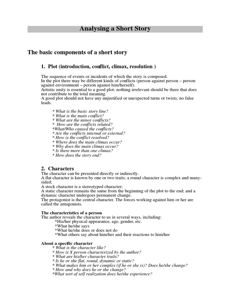 Analysing A Short Story | PDF | Irony | Plot (Narrative)