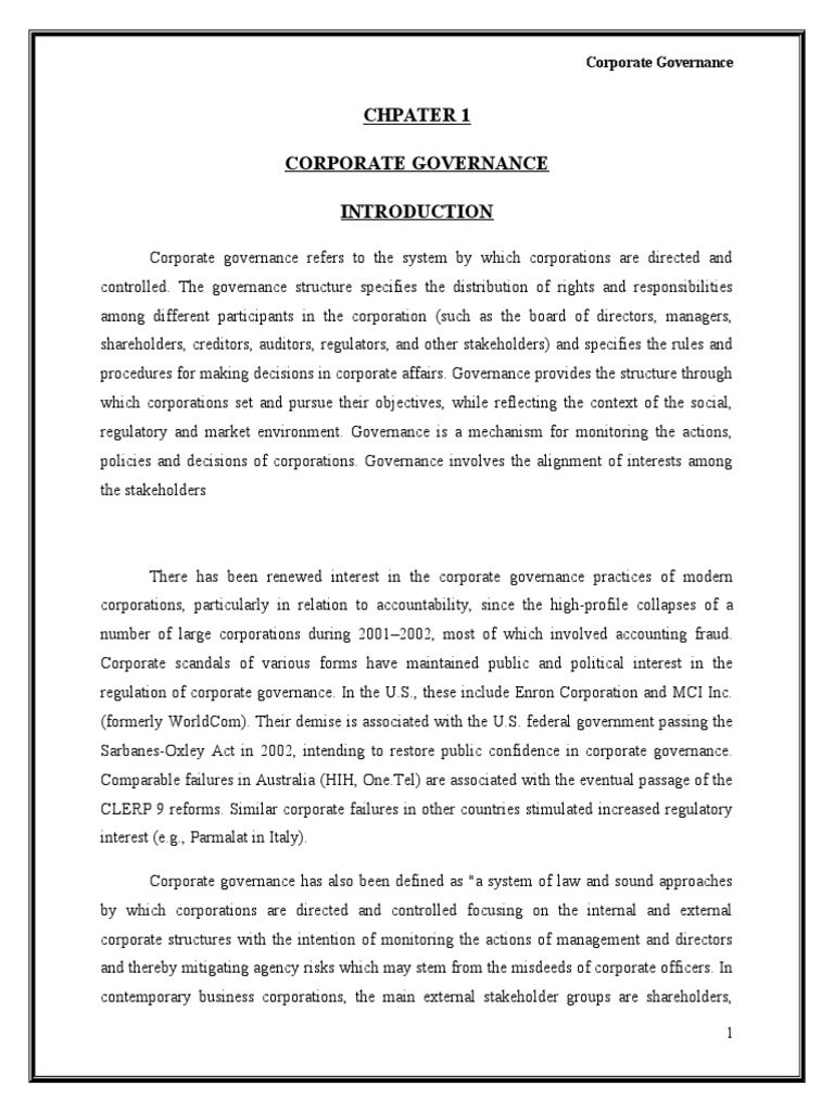 Principles of Effective Corporate Governance: An Analysis of the Key ...