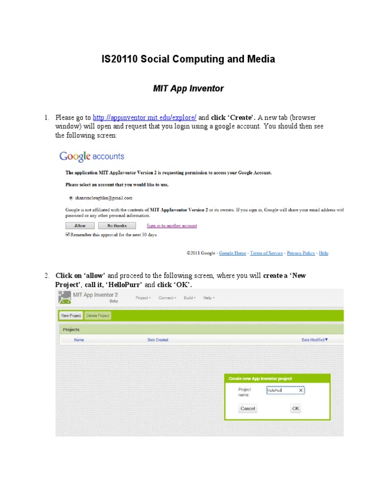MIT App Inventor Instructions | PDF
