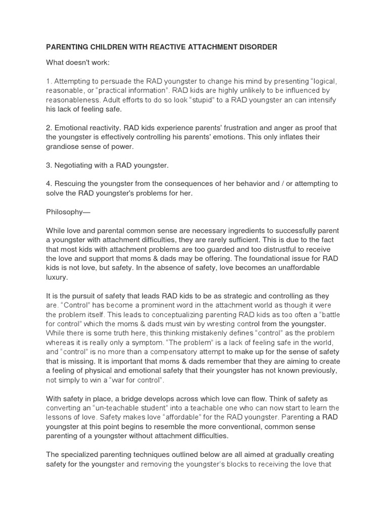 Parenting Children With Reactive Attachment Disorder | PDF | Attachment ...