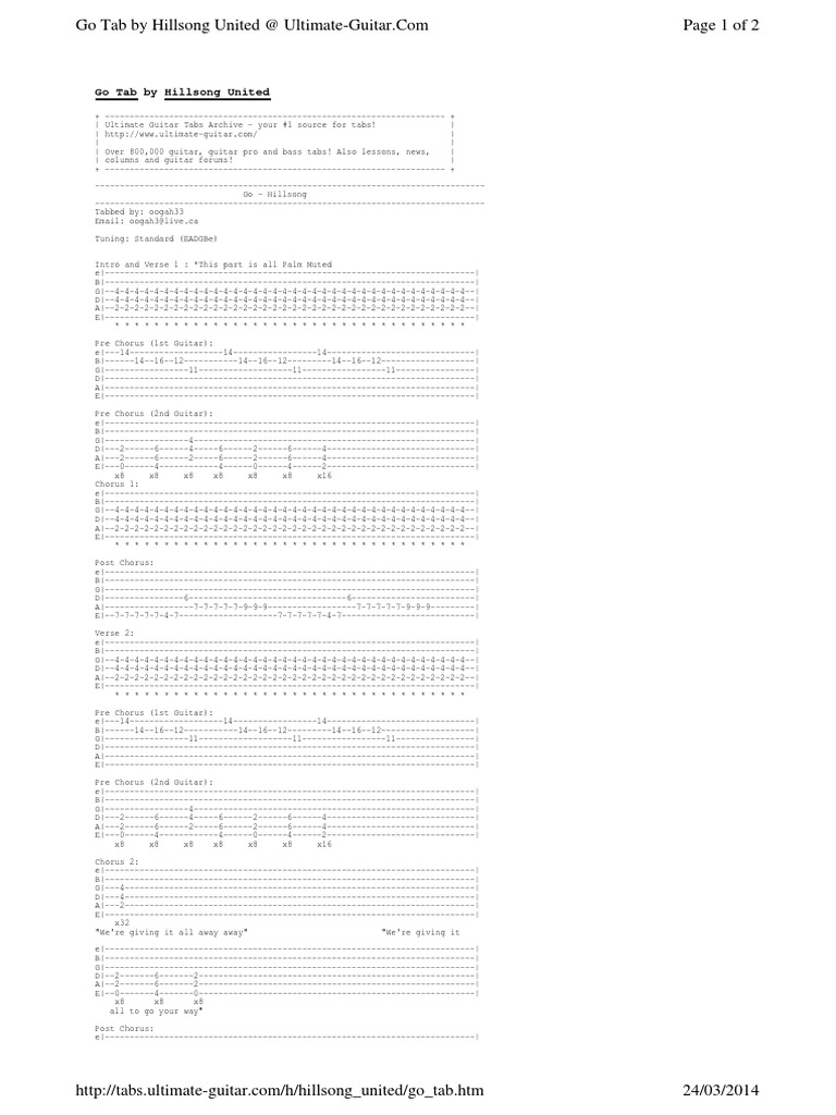 Go Tab by Hillsong United | PDF