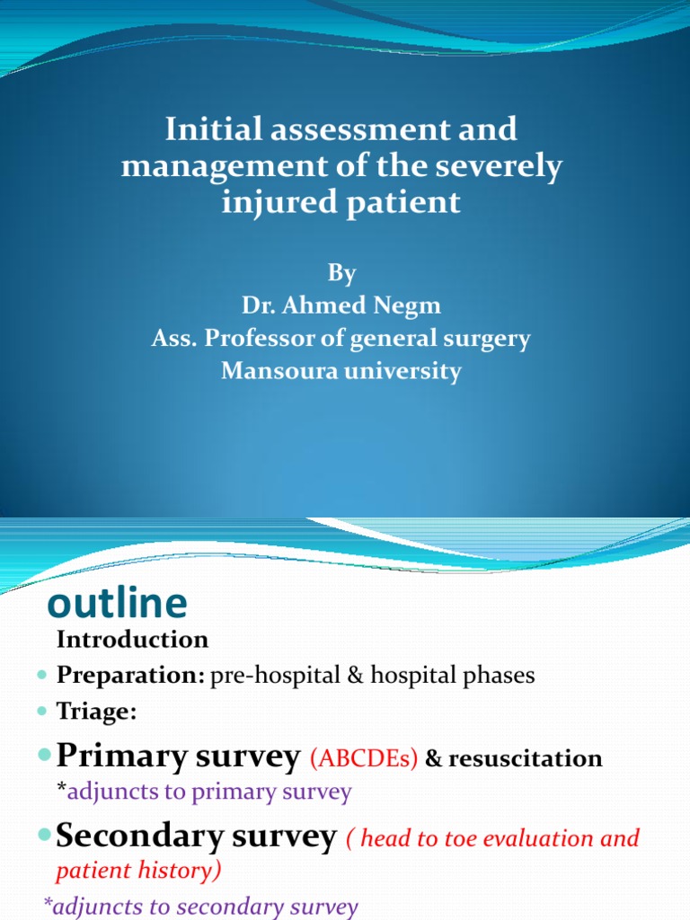 W1L1 - Initial Assessment For Trauma - 2 | PDF | Major Trauma | Emergency Department