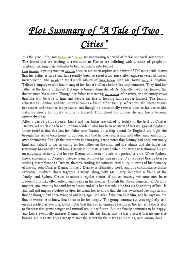 Plot Summary of A Tale of Two Cities | PDF | A Tale Of Two Cities ...