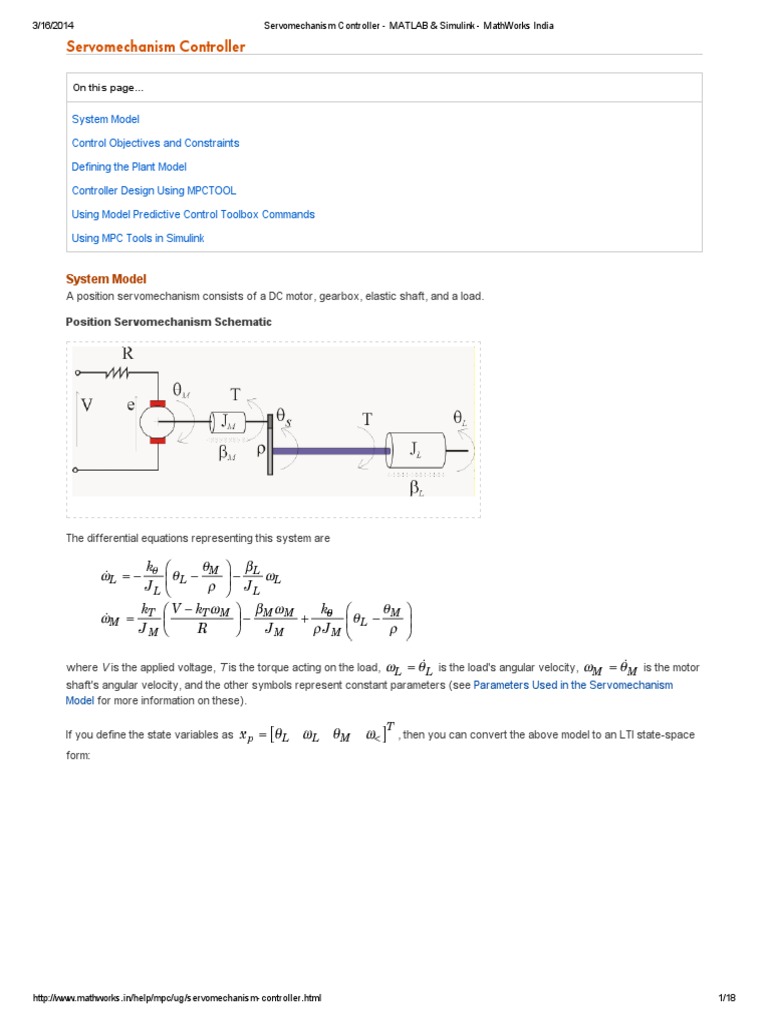Servomechanism Controller - MATLAB & Simulink - MathWorks India | PDF | Matlab | Servomechanism