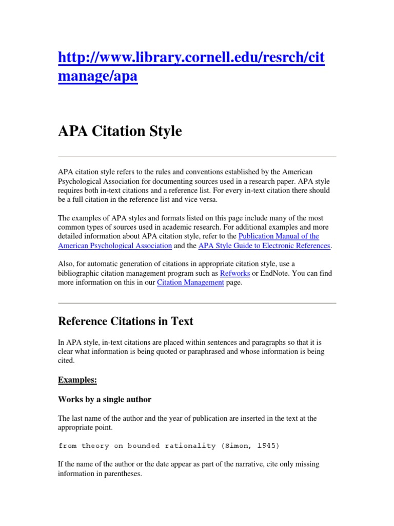 Apa Citation | PDF | Citation | Apa Style