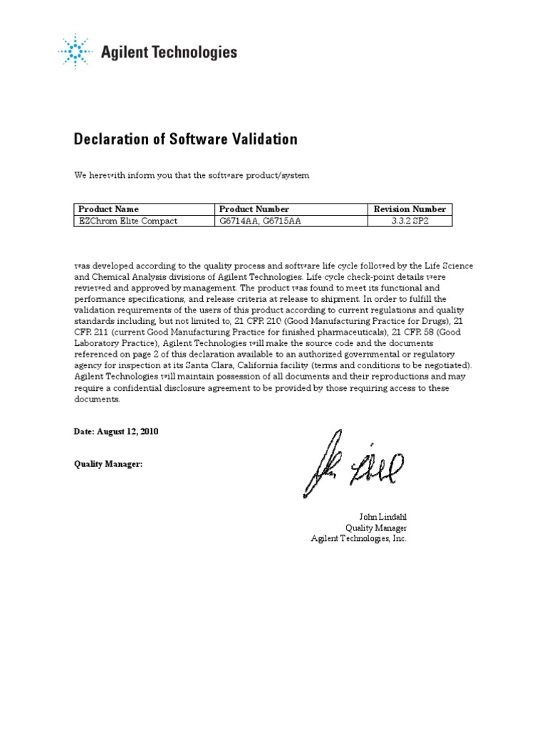 EZChrom Elite Software Validation Report | PDF | Business | Technology ...