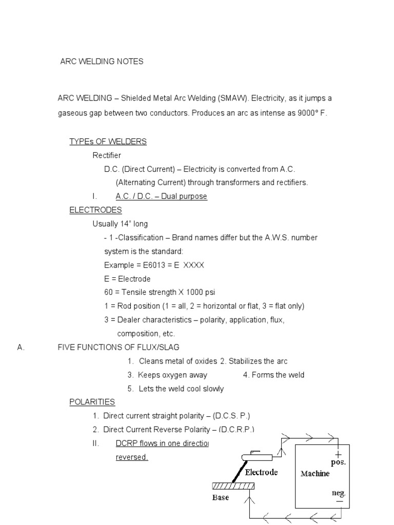 Arc Welding Notes For Metals 1 | PDF