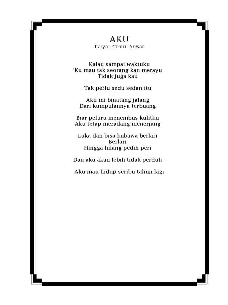 Puisi Aku Chairil Anwar | PDF | Puisi