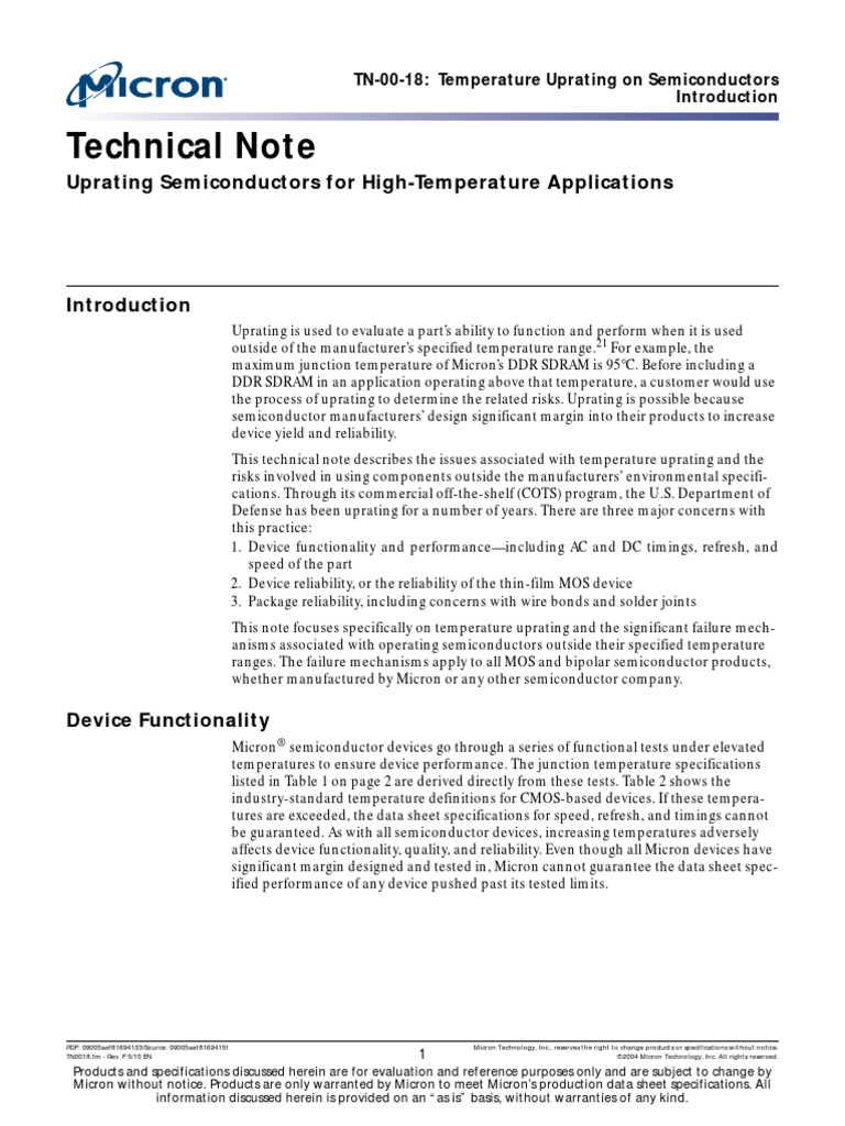 Micron - Tech Note - Temperature | PDF | Reliability Engineering ...