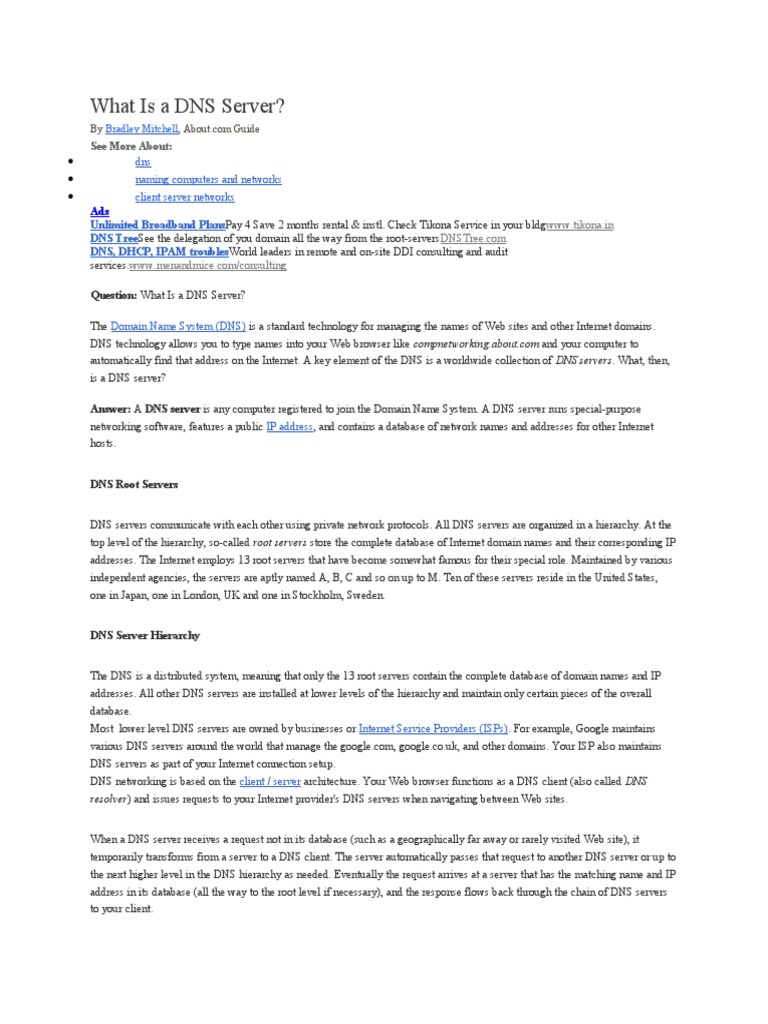 What Is A DNS | PDF | Domain Name | Osi Protocols