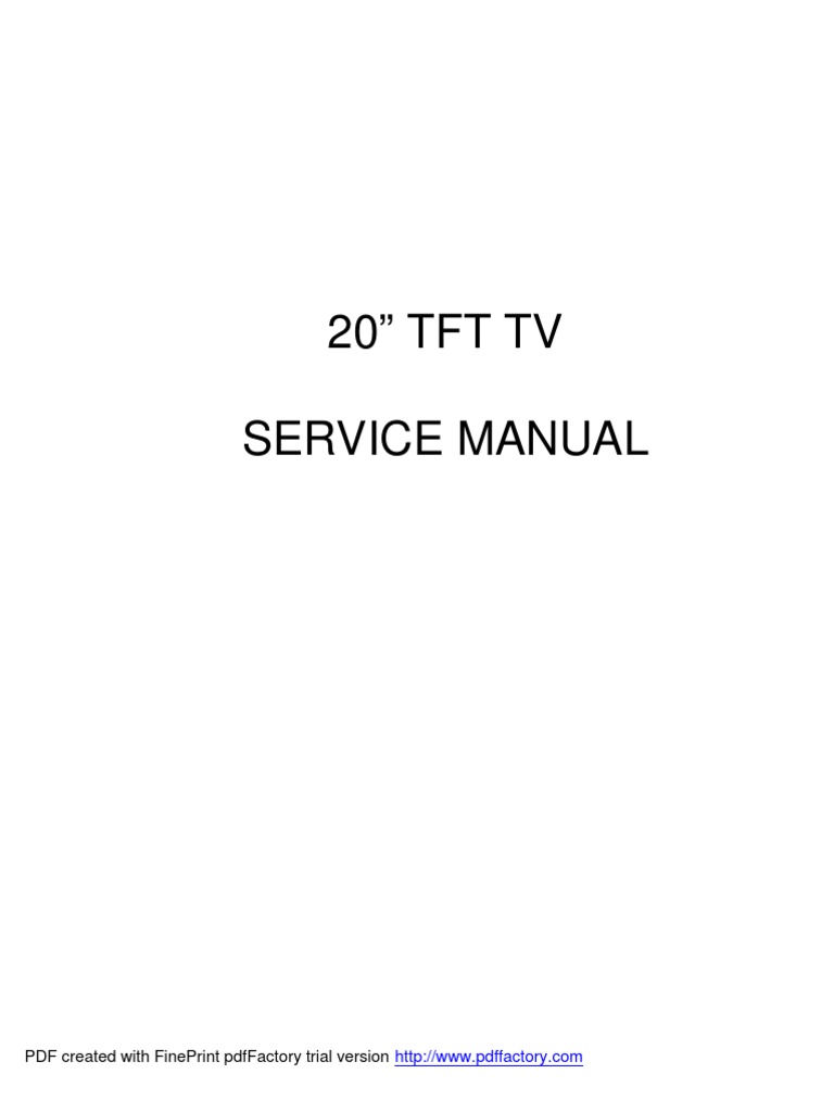 20" TFT TV Service Manual | PDF | Power Supply | Flash Memory