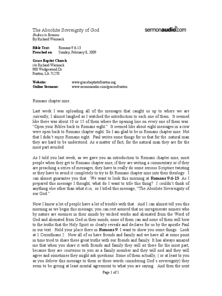 God's Absolute Sovereignty | PDF | Salvation | Isaac