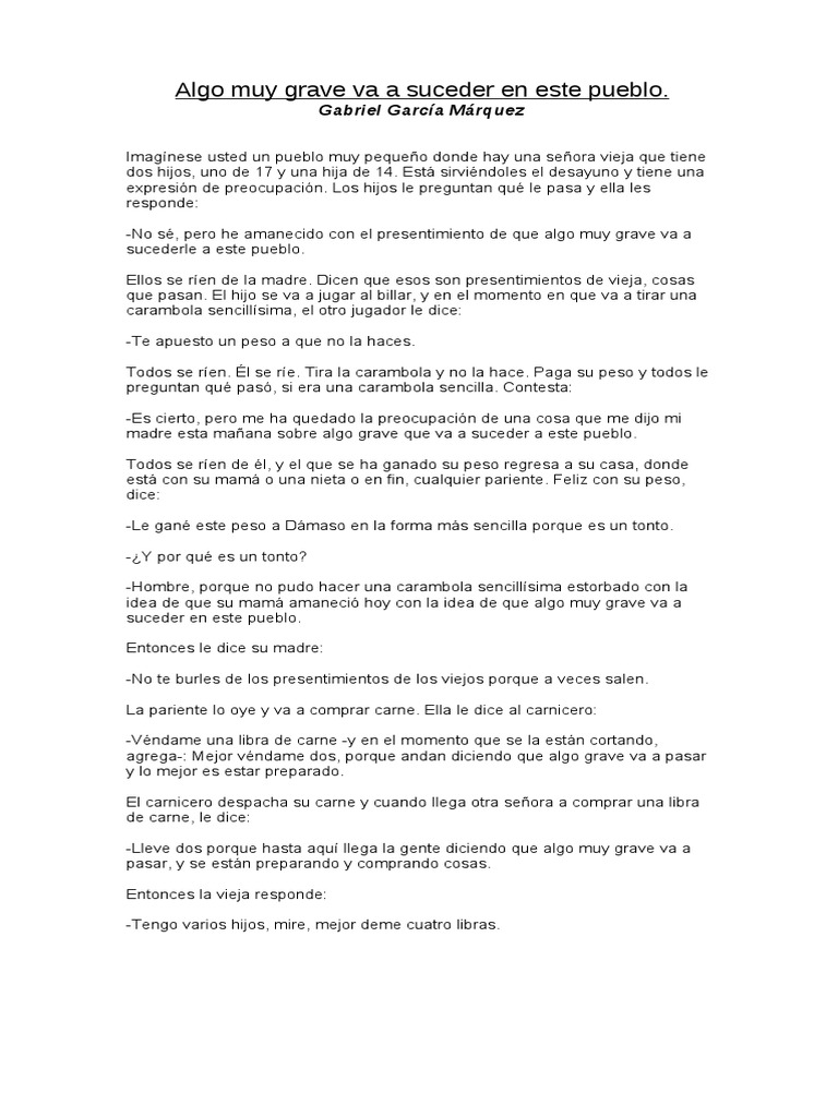 Algo Muy Grave Va A Suceder en Este Pueblo | PDF | Ocio