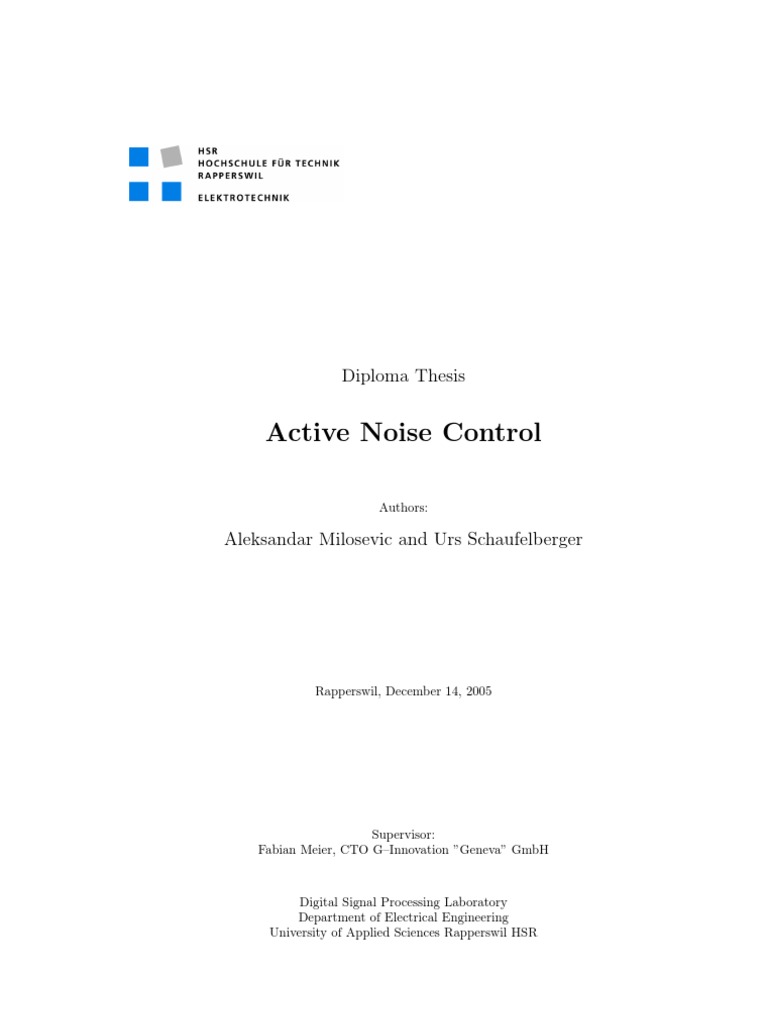 Active Noise Control | PDF | Sound | Waves