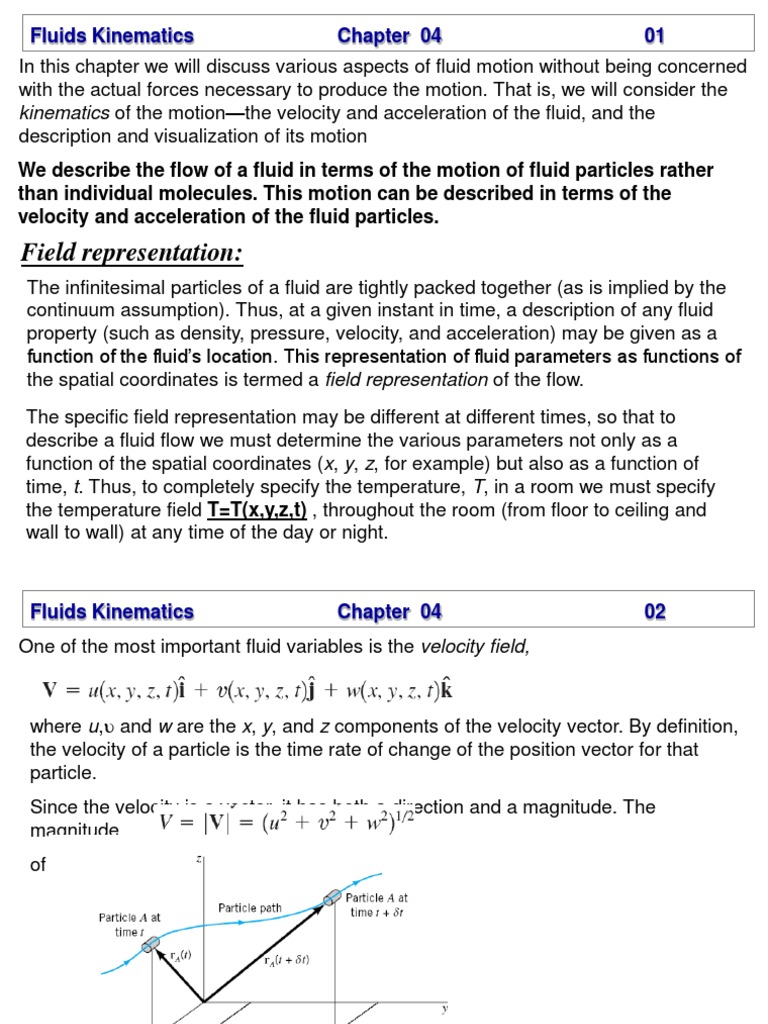An Introduction to Fluid Kinematics: Describing Fluid Motion Through Velocity Fields, Lagrangian ...