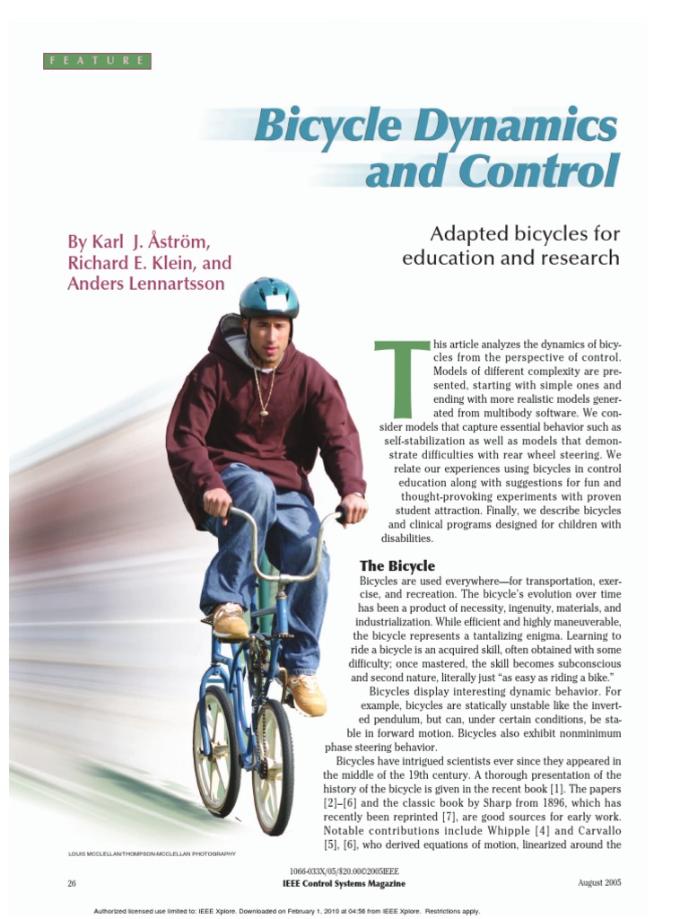 KJ Bike Dynamics IEEE2005 | PDF | Cartesian Coordinate System | Force