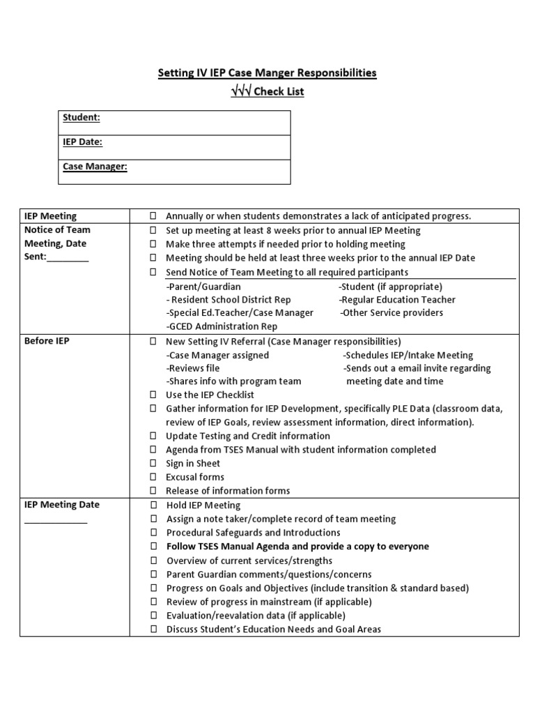 Iep Meeting Agenda Template