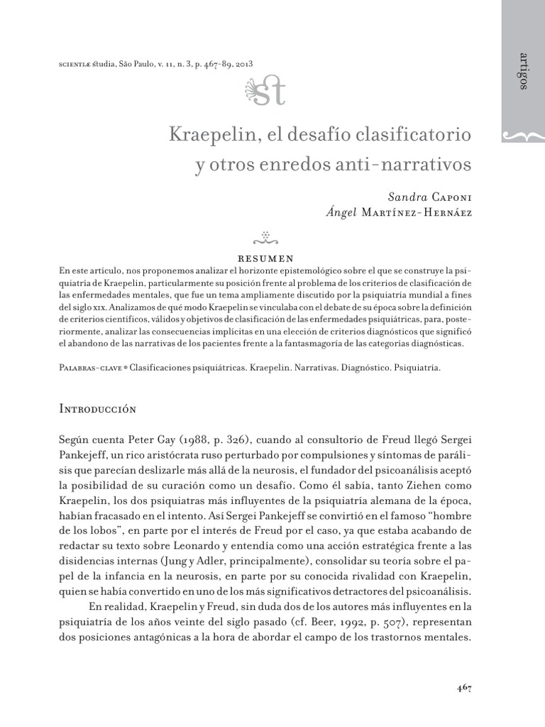 Kraepelin y la Clasificación Psiquiátrica | PDF | Esquizofrenia ...
