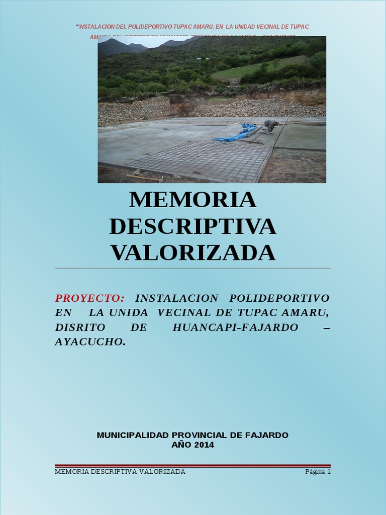 Memoria Descriptiva Valorizada | PDF | edificio | El hombre hace Materiales