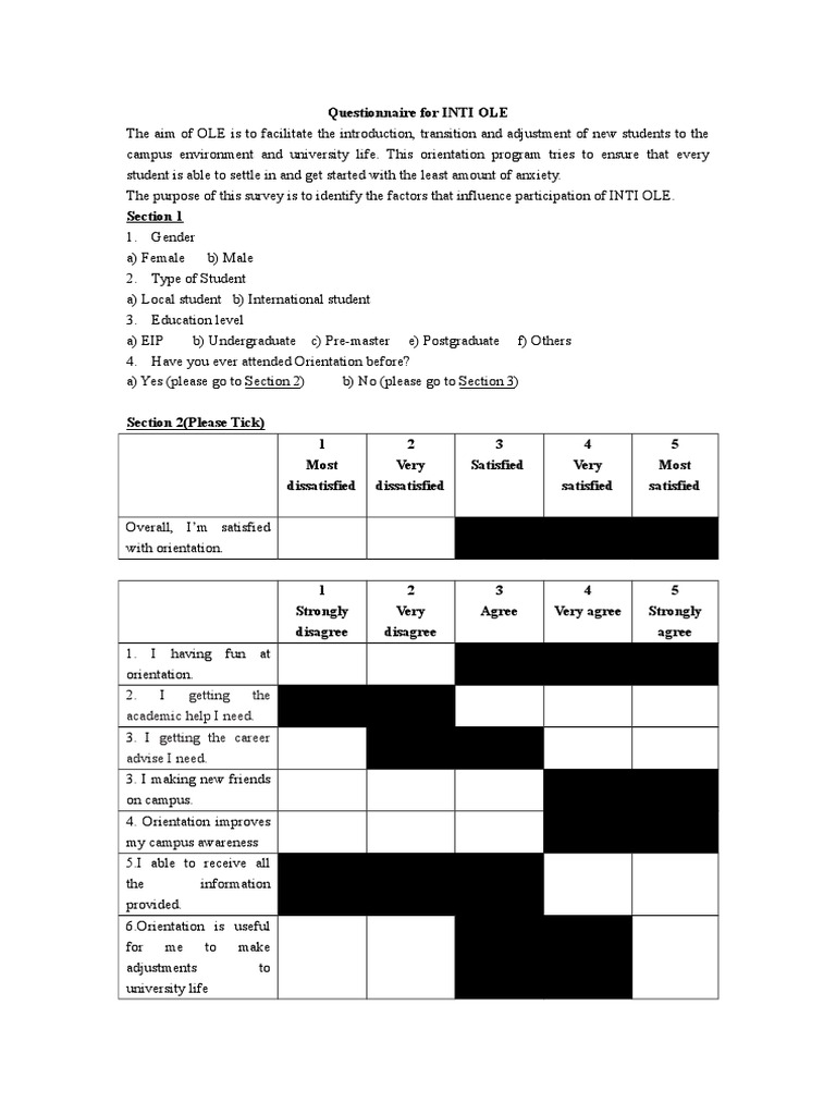 INTI OLE Student Orientation Survey | PDF