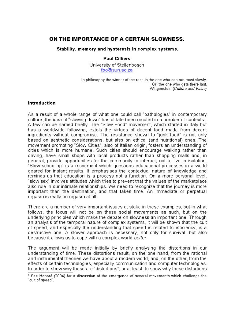 On The Importance of A Certain Slowness | PDF | Time | Metaphysics