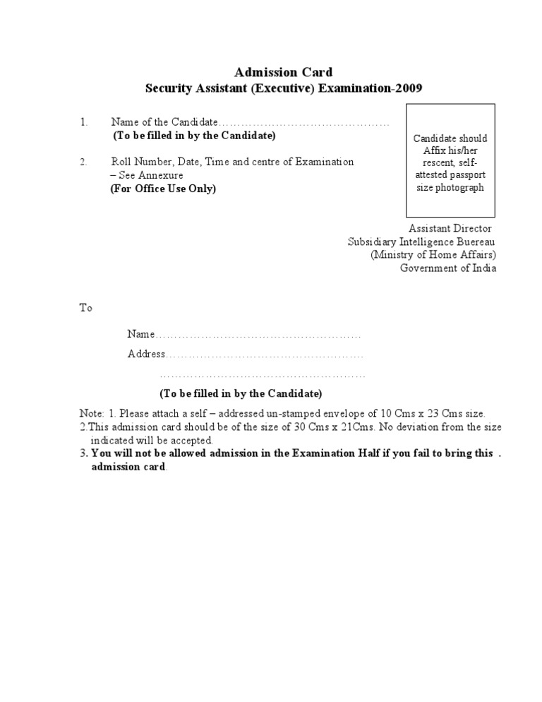 Admission Card | PDF