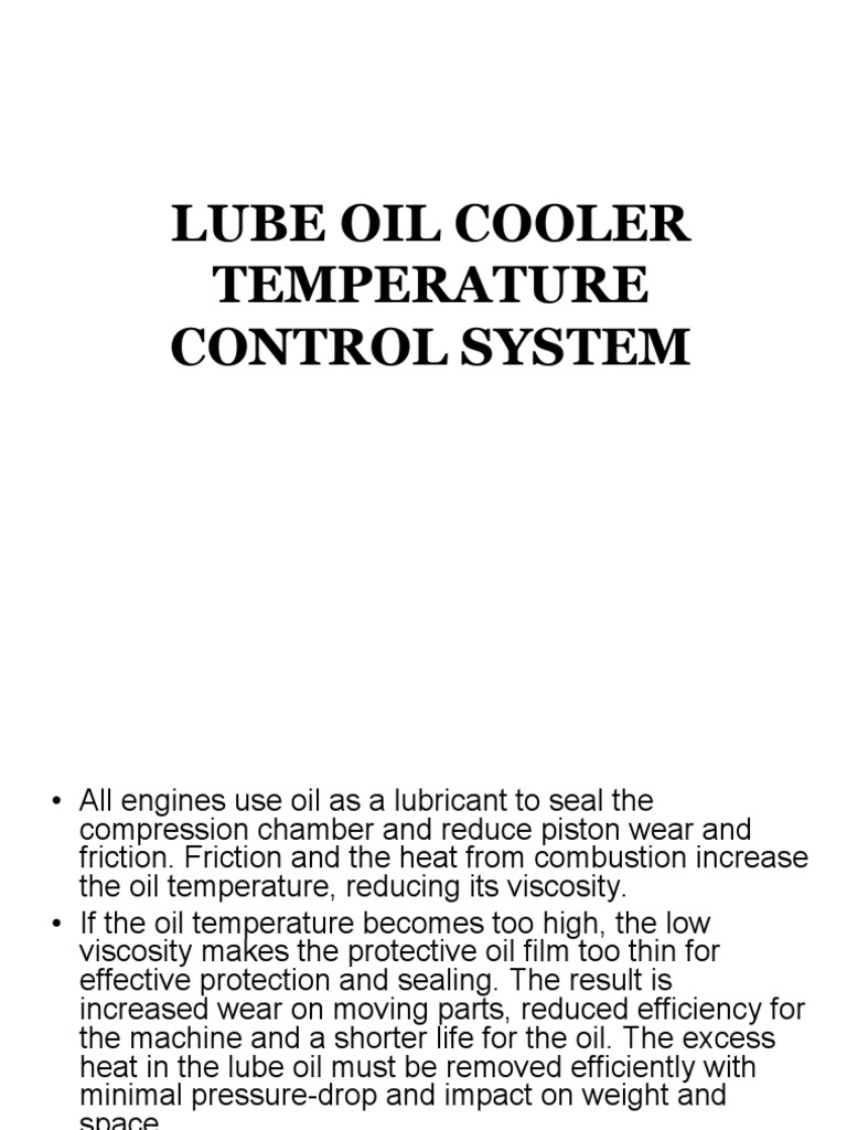 Lube Oil Cooler Temperature Control System | PDF | Control Theory ...