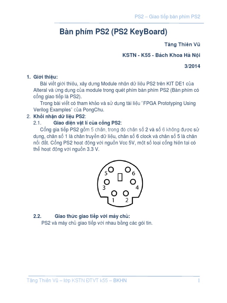 Giao Tiep Voi Ban Phim PS2 - PS2 Keyboard Interface | PDF
