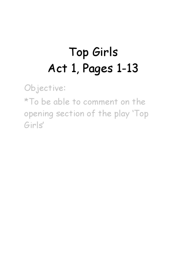 Top Girls Act 1 Analysis Guide | PDF | Oral Literature | Gender Equality